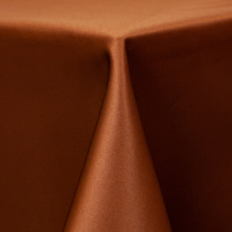 Copper Matte Satin Tablecloth – Affordable & Luxury Event Rentals