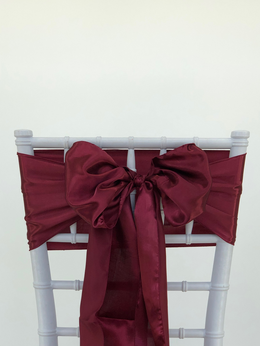 Burgundy Satin Sashes – Affordable & Luxury Event Rentals