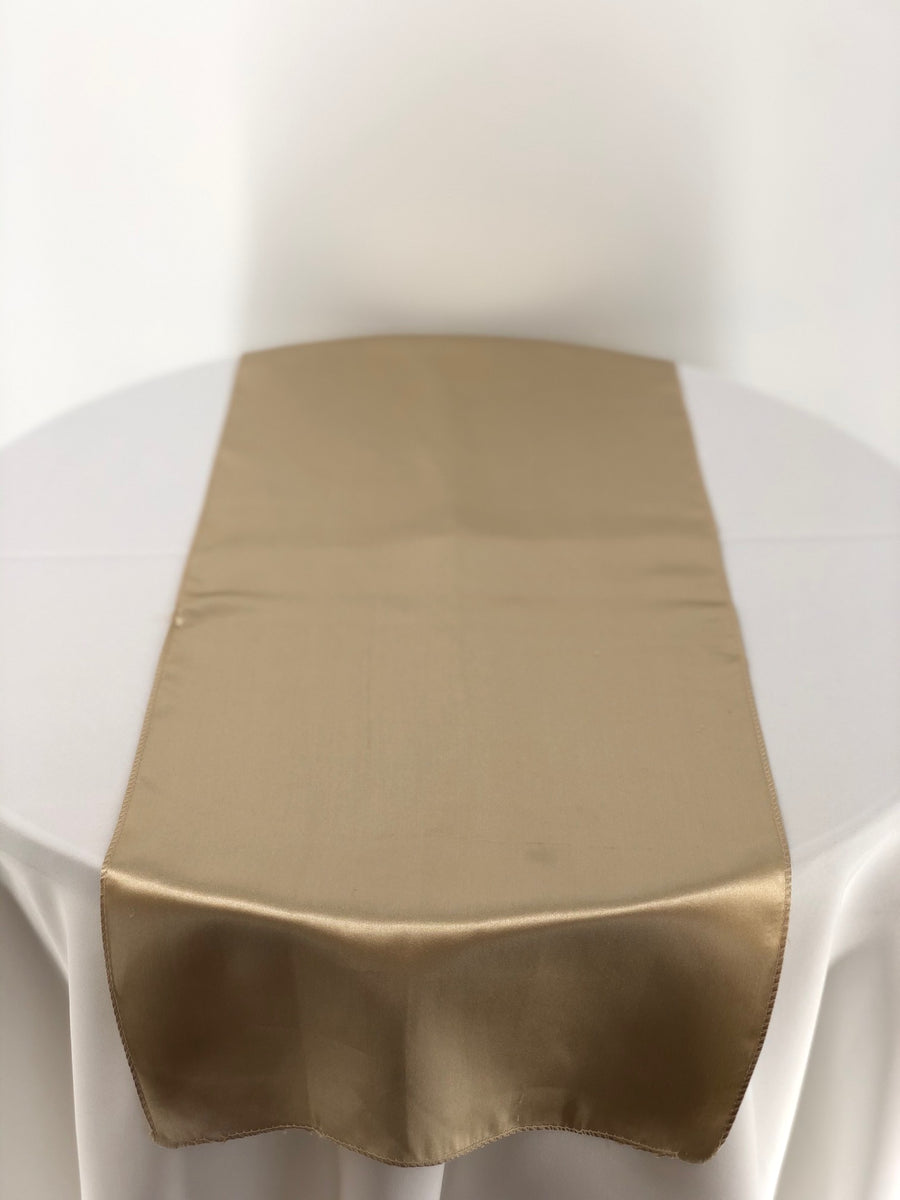 Champagne Satin Table Runners – Affordable & Luxury Event Rentals