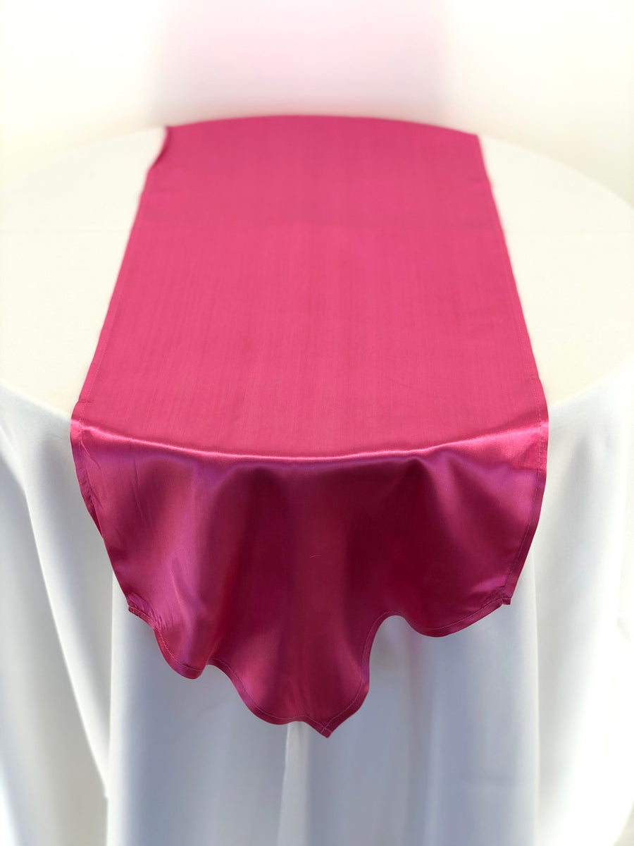Hot Pink Satin Table Runners – Affordable & Luxury Event Rentals