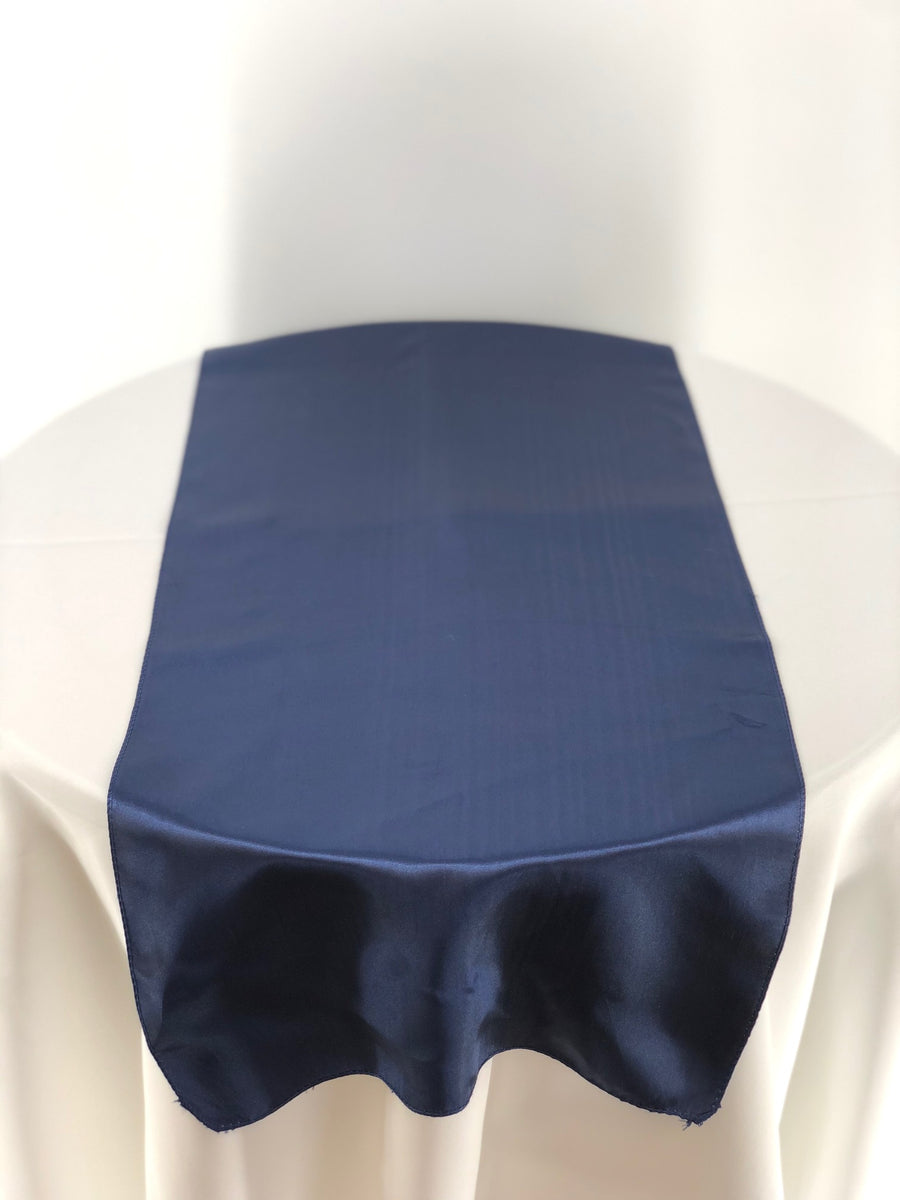 Navy Satin Table Runners – Affordable & Luxury Event Rentals