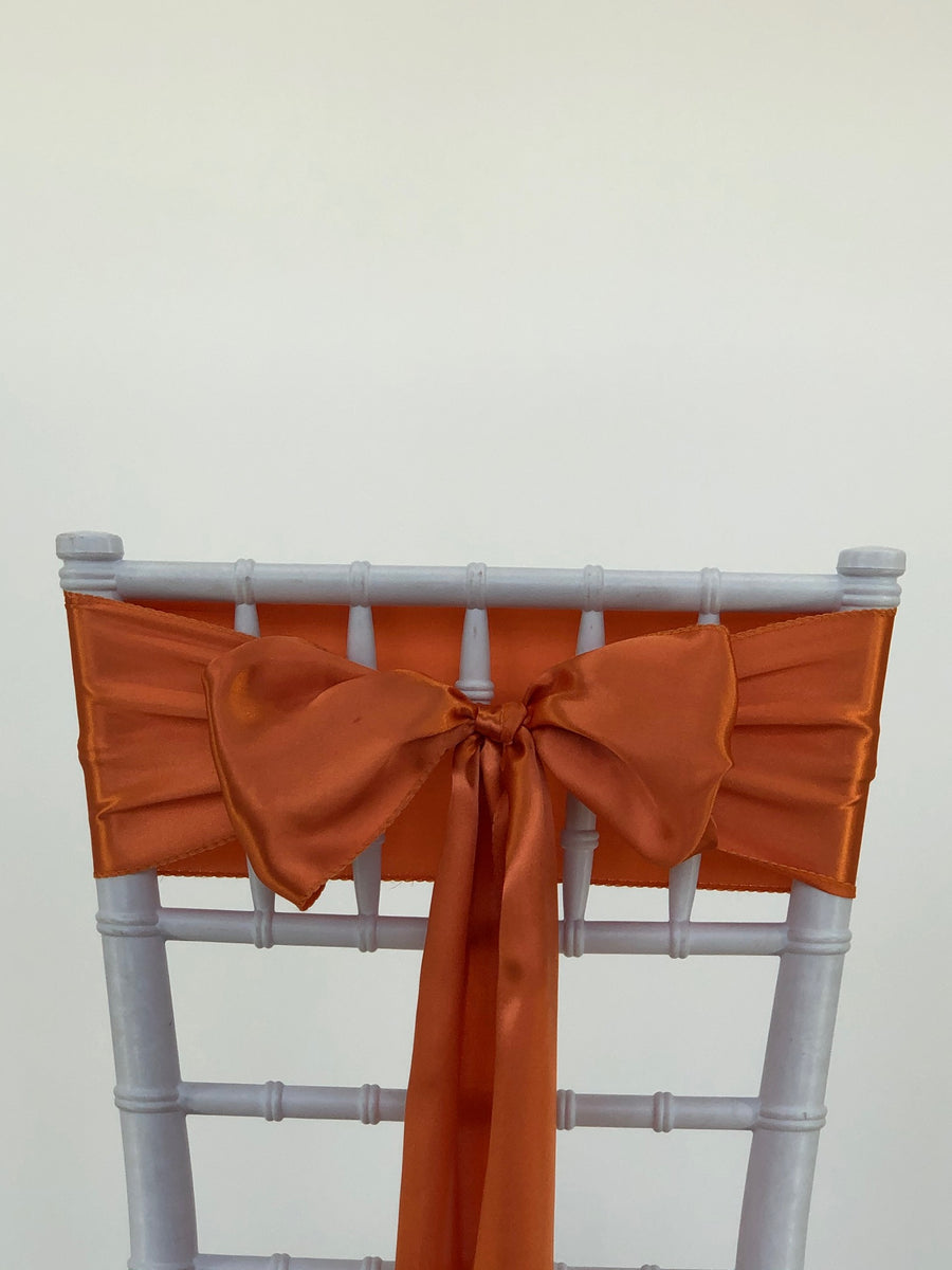 Burnt Orange Satin Sashes – Affordable & Luxury Event Rentals