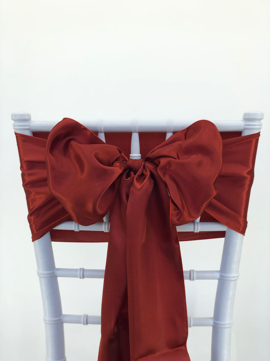 Rust Satin Sashes – Affordable & Luxury Event Rentals