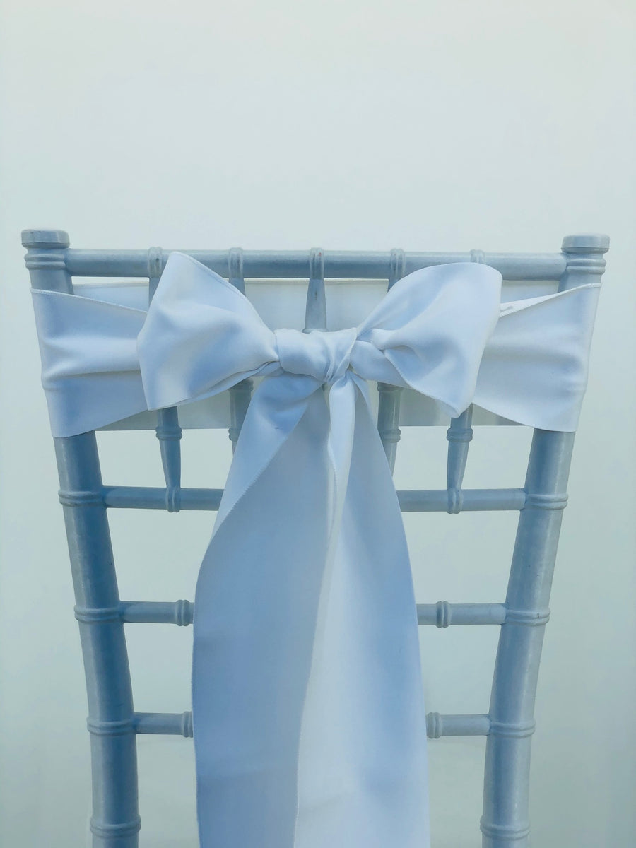 White Polyester Sashes – Affordable & Luxury Event Rentals