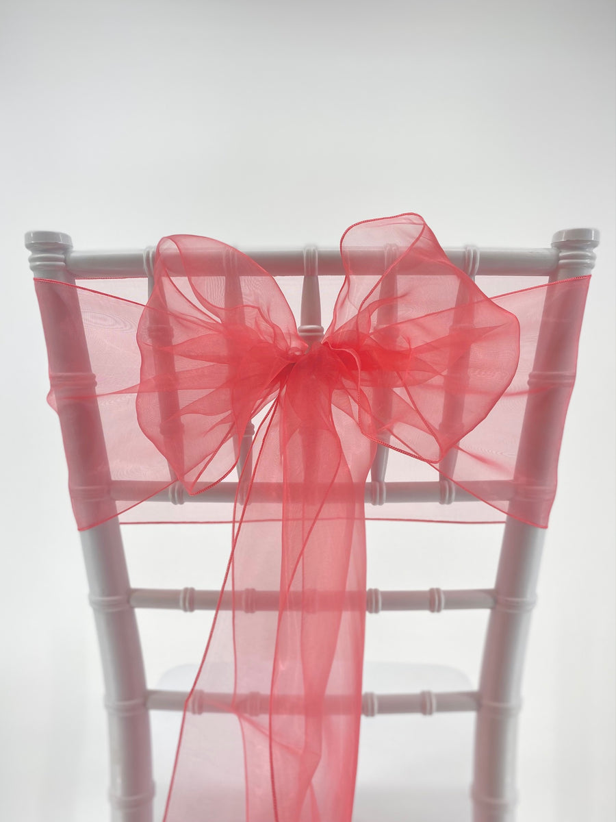 Coral Organza Sashes – Affordable & Luxury Event Rentals