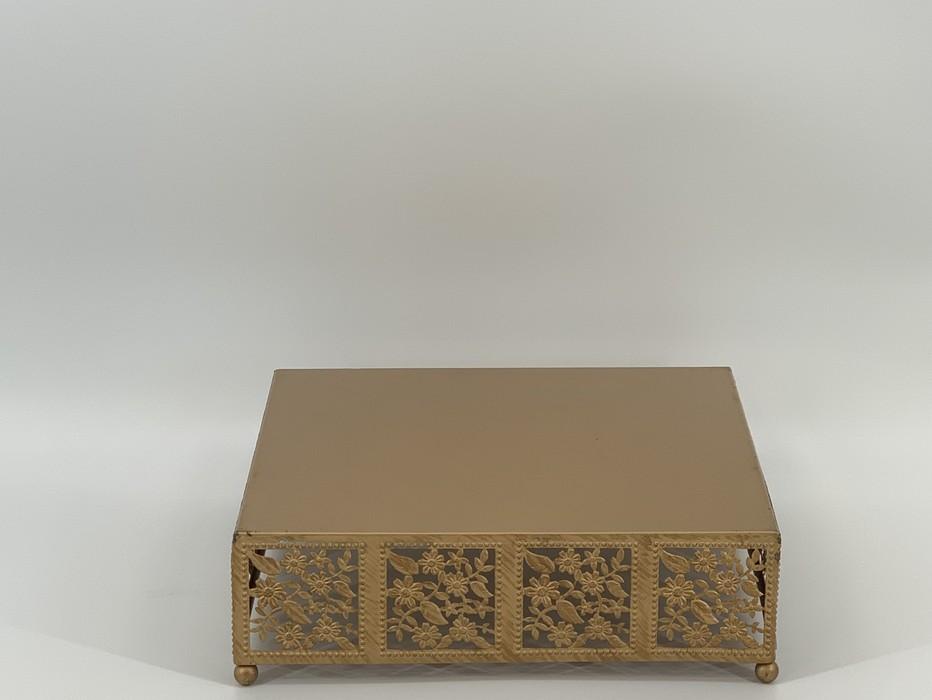 Gold 13" Square Cake Plateau – Affordable & Luxury Event Rentals