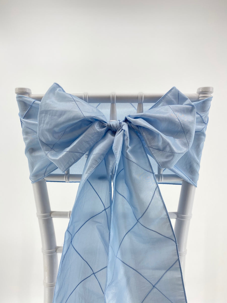 Light Blue Pintuck 8" Sashes – Affordable & Luxury Event Rentals